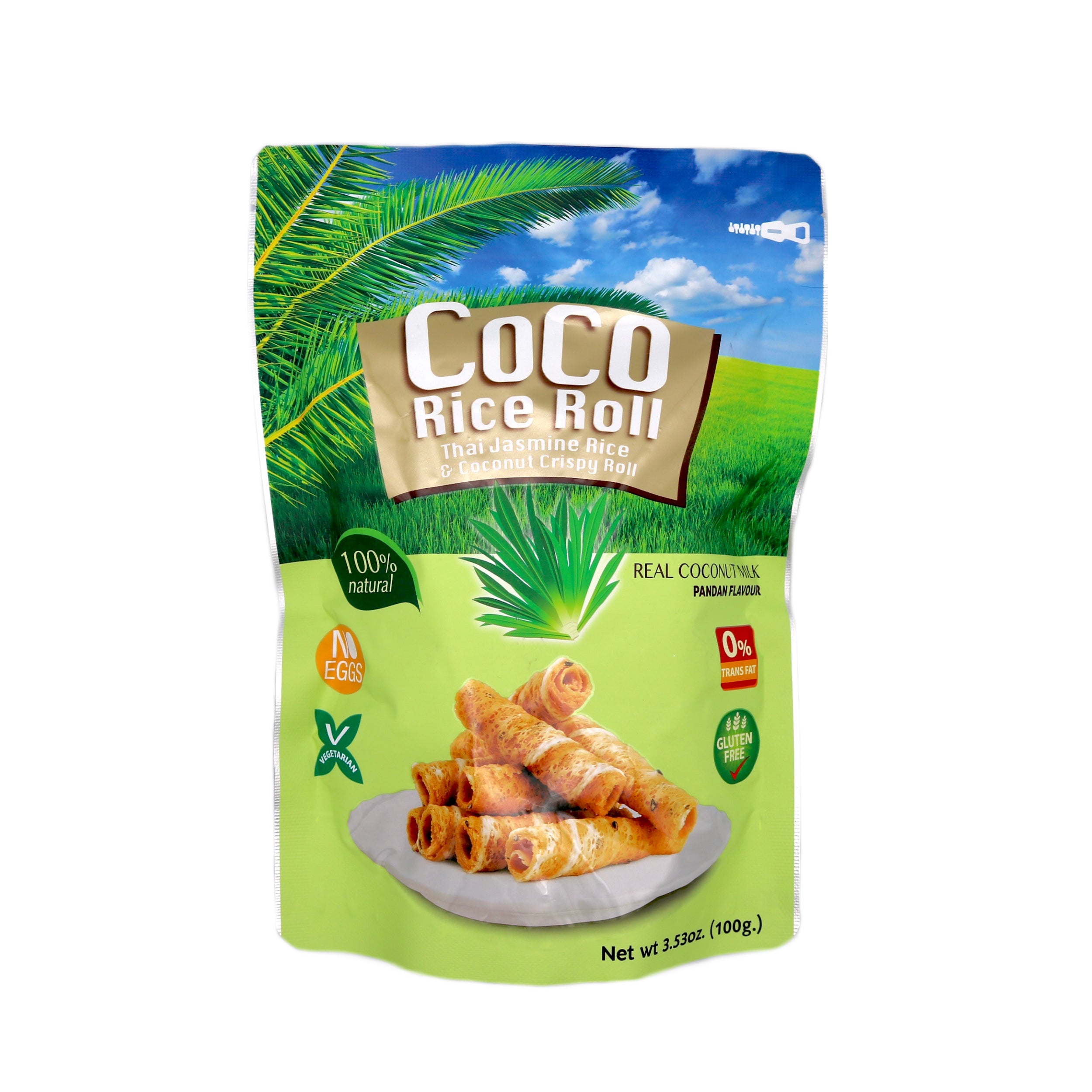 Coco Rice Roll Pandan Flavour 100g - Tuk Tuk Mart